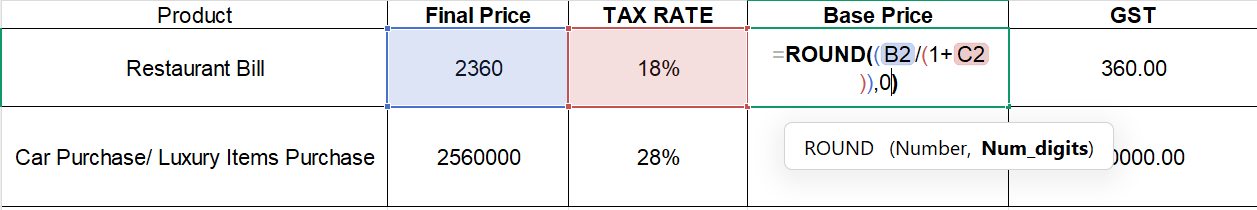 Reverse GST Calculation Formula In Excel: Step-by-step Guide // Pice