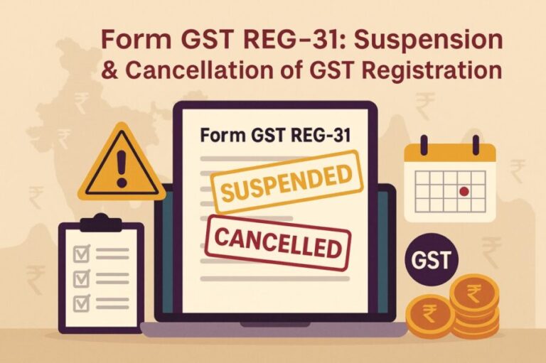 Form GST REG 31: Suspension & Cancellation Of GST Registration// Pice